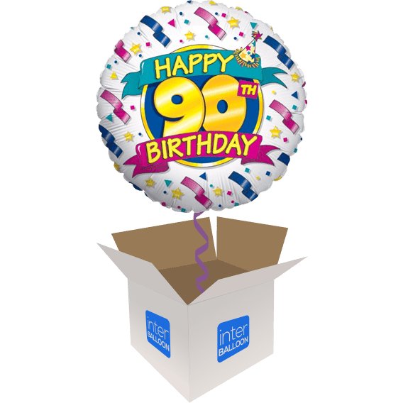 90th Birthday Helium Balloons Delivered in the UK by interBALLOON