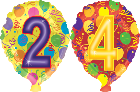 24th Birthday Helium Balloons Delivered in the UK by interBALLOON