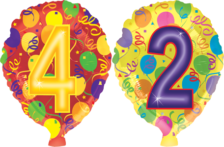 42nd Birthday Helium Balloons Delivered in the UK by interBALLOON