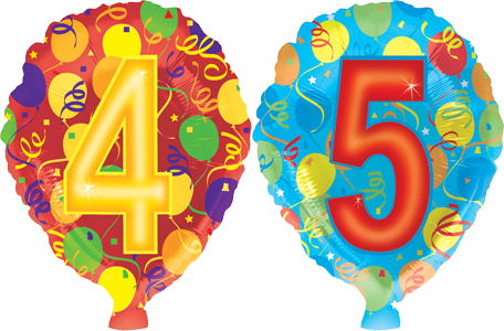 45th Birthday Helium Balloons Delivered in the UK by interBALLOON