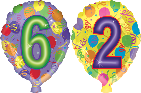 62nd Birthday Helium Balloons Delivered in the UK by interBALLOON